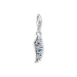 Thomas Sabo Charm-Anhänger Phönix Feder mit blauen Steinen silber