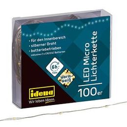 Idena 100er Micro LED Lichterkette silber 10,2 m