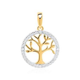 UNIQUE 585er Goldanhänger Lebensbaum mit Diamanten