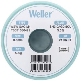 Weller WSW SAC M1 Lötzinn, bleifrei Spule Sn3,0Ag0,5Cu 500 g 0.5 mm