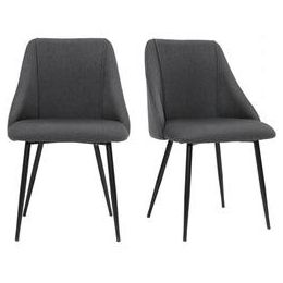 Miliboo Stuhl aus dunkelgrauem Stoffe mit Beinen aus Metall (2er-Set) HIGGINS