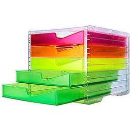 Styro Schubladenbox Styroswingbox NEONline neon multi-color 275-8430.2624, DIN C4 mit 5 Schubladen