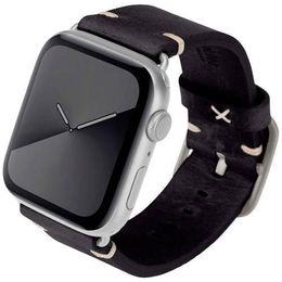 JT Berlin Alex Vintage Lederarmband 44 mm, 45 mm Schwarz, Silber Watch Series 4, Watch Series 5, Watch Series 6, Watch Series 7, Watch SE