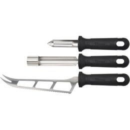 Pinti Inox PINTINOX Apfelschäler Professional Messerset aus Edelstahl, (Set, 3-tlg), Edelstahl, spülmaschinengeeignet, schwarz|silberfarben