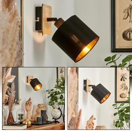hofstein Alsen Wandleuchte Holz hell, Schwarz, 1-flammig