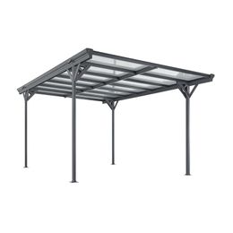 Juskys Carport mit Flachdach 5x3 m &ndash; freistehende &Uuml;berdachung aus Aluminium mit Doppelstegplatten