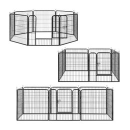 Juskys Welpenauslauf Plus 160x160x80 cm, 8-teilig aus Metall mit Tür für Hunde, Hasen & Kleintiere