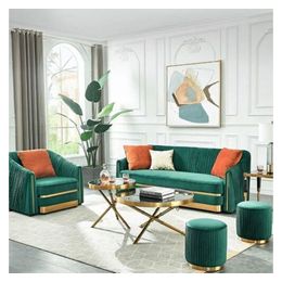 JVmoebel Wohnzimmer-Set, Designer Couch Polster Sitz Garnitur Sofa Garnituren Samt 3+1+1