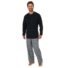 Normann Pyjama Herren Schlafanzug lang mit Flanell Hose