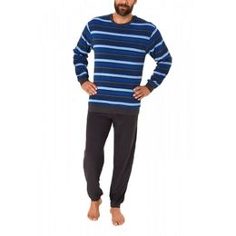 Normann Pyjama Herren Frottee Pyjama lang mit Bündchen- auch in Übergrößen