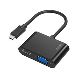 Hama USB-C-Stecker auf VGA und HDMI™-Buchse Video Adapter, Schwarz