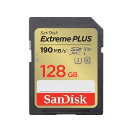 Sandisk Extreme® PLUS UHS-I, SDXC Speicherkarte, 128 GB, 190 MB/s