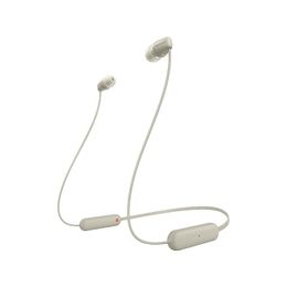 Sony WI-C100, In-ear Kopfhörer Bluetooth Cremefarben