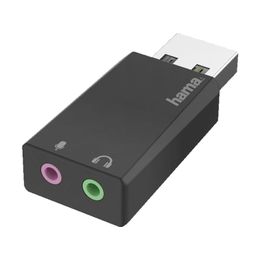 Hama USB-Stecker auf 2x 3.5-mm-Klinke-Buchse USB Soundkarte, Schwarz