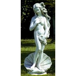 Casa Padrino Skulptur Jugendstil Gartendeko Skulptur / Statue Venus mit Muschel Grau Ø 32 x H. 85 cm
