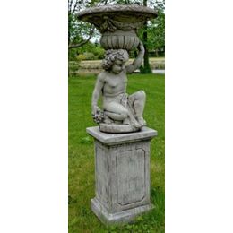 Casa Padrino Skulptur Jugendstil Gartendeko Skulptur mit Blumentopf und Sockel Grau Ø 60 x H. 159 cm