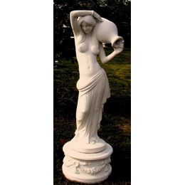 Casa Padrino Skulptur Jugendstil Wasserspeier Skulptur Frau mit Krug Weißgrau 44 x 33 x H. 120 cm