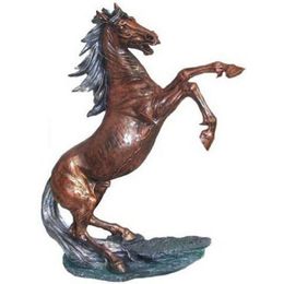 Casa Padrino Skulptur Dekofigur Wildes Pferd Bronze / Silber H. 92 cm