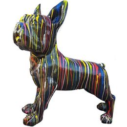 Casa Padrino Skulptur Designer Deko Hund Bulldogge Schwarz / Mehrfarbig 178 x H. 178 cm