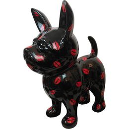 Casa Padrino Skulptur Designer Dekofigur Chihuahua Hund Schwarz / Rot H. 91 cm