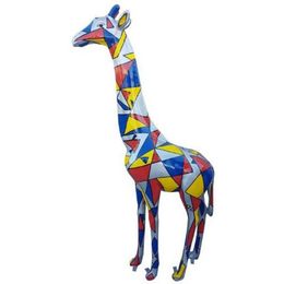 Casa Padrino Skulptur Designer Deko Giraffe Grau / Mehrfarbig H. 205 cm