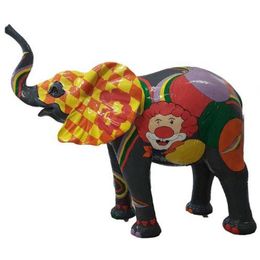 Casa Padrino Skulptur Designer Dekofigur Elefant mit Clown Design Bunt 160 x H. 160 cm