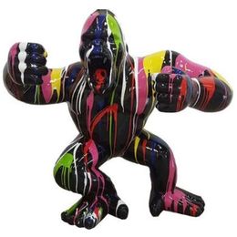 Casa Padrino Skulptur Designer Deko Skulptur Gorilla Affe Schwarz / Mehrfarbig 125 x 60 x H. 102 cm