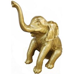 Casa Padrino Skulptur Designer Deko Skulptur sitzender Elefant Gold H. 140 cm