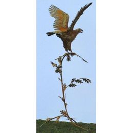 Casa Padrino Skulptur Luxus Gartendeko Skulptur Adler auf Ast Rostfarben 100 x 92 x H. 210 cm