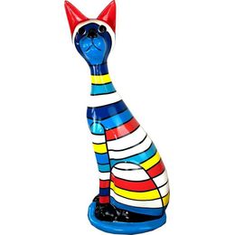 Casa Padrino Skulptur Dekofigur Katze Mehrfarbig Gestreift H. 98 cm