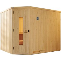 Weka Sauna Varberg, BxTxH: 244 x 194 x 199 cm, 68 mm, (Set) 7,5 kW Bio-Ofen mit digitaler Steuerung, beige