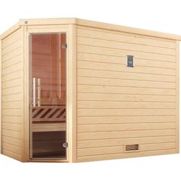 Weka Sauna Turku, BxTxH: 248 x 198 x 205 cm, 45 mm, (Set) 7,5 kW Bio-Ofen mit digitaler Steuerung, beige