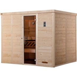 Weka Sauna Kemi, BxTxH: 245 x 193 x 200 cm, 45 mm, (Set) 7,5 kW Bio-Ofen mit digitaler Steuerung, beige