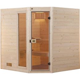 Weka Sauna Valida, BxTxH: 189 x 172 x 203,5 cm, 38 mm, (Set) 7,5 kW-Ofen mit digitaler Steuerung, beige