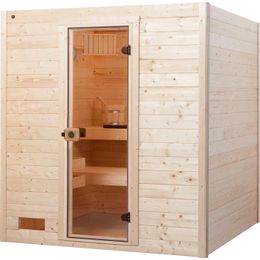 Weka Sauna Valida, BxTxH: 189 x 139 x 203,5 cm, 38 mm, (Set) 4,5 kW-Ofen mit digitaler Steuerung, beige