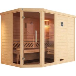 Weka Sauna Kemi, BxTxH: 245 x 195 x 200 cm, 45 mm, (Set) 7,5 kW Bio-Ofen mit digitaler Steuerung, beige