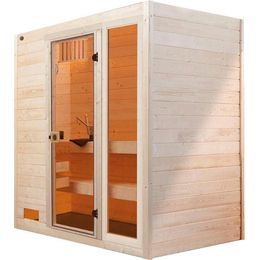 Weka Sauna Valida, BxTxH: 189 x 139 x 203,5 cm, 38 mm, (Set) 7,5 kW Bio-Ofen mit digitaler Steuerung, beige