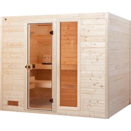 Weka Sauna Valida, BxTxH: 239 x 189 x 203,5 cm, 38 mm, (Set) 9 kW-Ofen mit integrierter Steuerung, beige