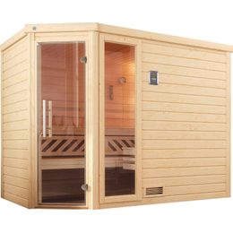 Weka Sauna Turku, BxTxH: 248 x 198 x 205 cm, 45 mm, (Set) 7,5 kW-Ofen mit digitaler Steuerung, beige