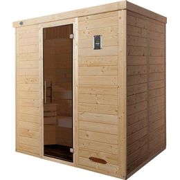 Weka Sauna Kemi, BxTxH: 195 x 145 x 200 cm, 45 mm, (Set) 7,5 kW Bio-Ofen mit digitaler Steuerung, beige