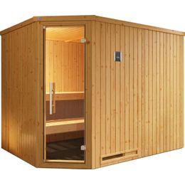 Weka Sauna Varberg, BxTxH: 244 x 194 x 199 cm, 68 mm, (Set) 7,5 kW Bio-Ofen mit digitaler Steuerung, beige