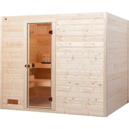 Weka Sauna Valida, BxTxH: 239 x 189 x 203,5 cm, 38 mm, (Set) 9 kW-Ofen mit integrierter Steuerung, beige