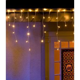 Konstsmide LED-Lichtervorhang, 200-flammig, LED Eisregen Lichtervorhang, 200 warm weiße Dioden, weiß