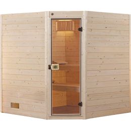 Weka Sauna Valida, BxTxH: 189 x 189 x 203,5 cm, 38 mm, (Set) 9 kW-Ofen mit integrierter Steuerung, beige