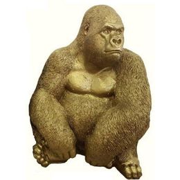 Casa Padrino Skulptur Luxus Deko Skulptur Gorilla Affe Gold H. 75 cm