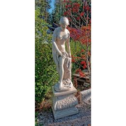 Casa Padrino Skulptur Jugendstil Gartendeko Skulptur mit Sockel Grau H. 163 cm