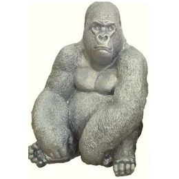 Casa Padrino Skulptur Luxus Deko Skulptur Gorilla Affe Silber H. 75 cm