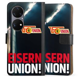 DeinDesign Handyhülle Fanartikel 1. FC Union Berlin Fußball Eisern Union Typo, Huawei P50 Pro Hülle Handy Flip Case Wallet Cover Handytasche Leder