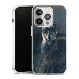 DeinDesign Handyhülle Wolf Natur Malerei Wolf 2, Apple iPhone 14 Pro Hülle Bumper Case Handy Schutzhülle, weiß