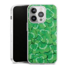 DeinDesign Handyhülle Glücksbringer Klee Glück Clovers, Apple iPhone 14 Pro Hülle Bumper Case Handy Schutzhülle, weiß